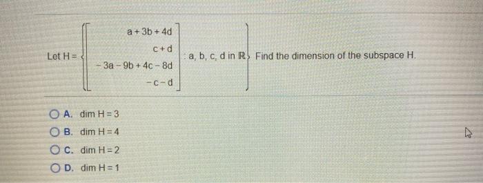 Solved If A is a 4x6 matrix, what is the smallest possible | Chegg.com