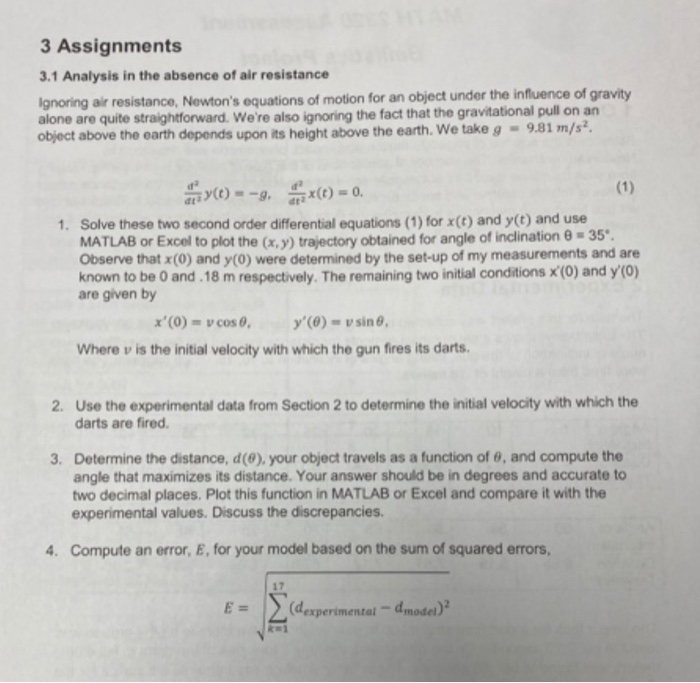 Ballistics Project 1 Overview Ballistics is the | Chegg.com