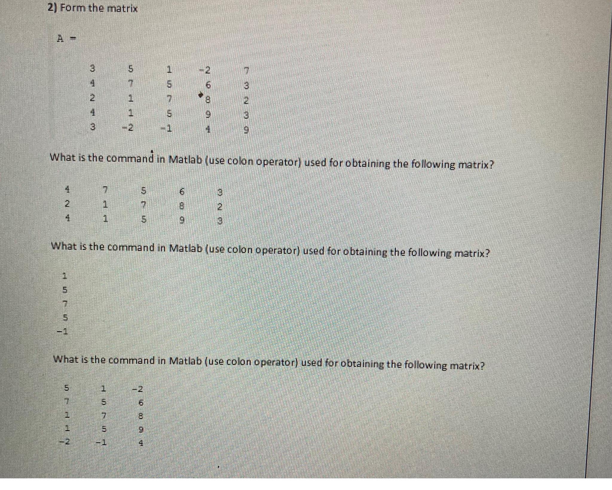 Solved Form the matrixA | Chegg.com
