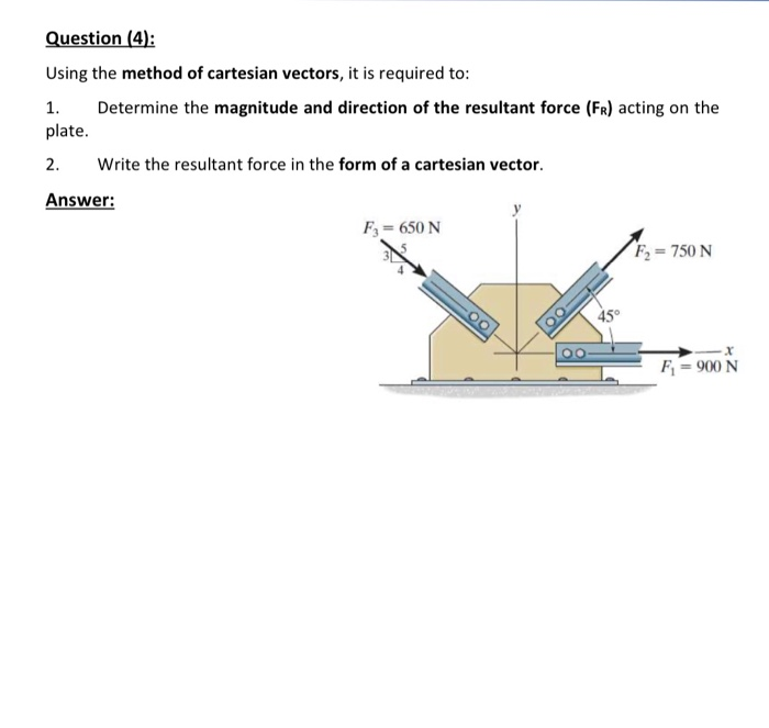 Solved Question (4): Using the method of cartesian vectors, | Chegg.com