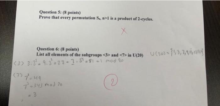 Solved Question 5: (8 points) Prove that every permutation | Chegg.com