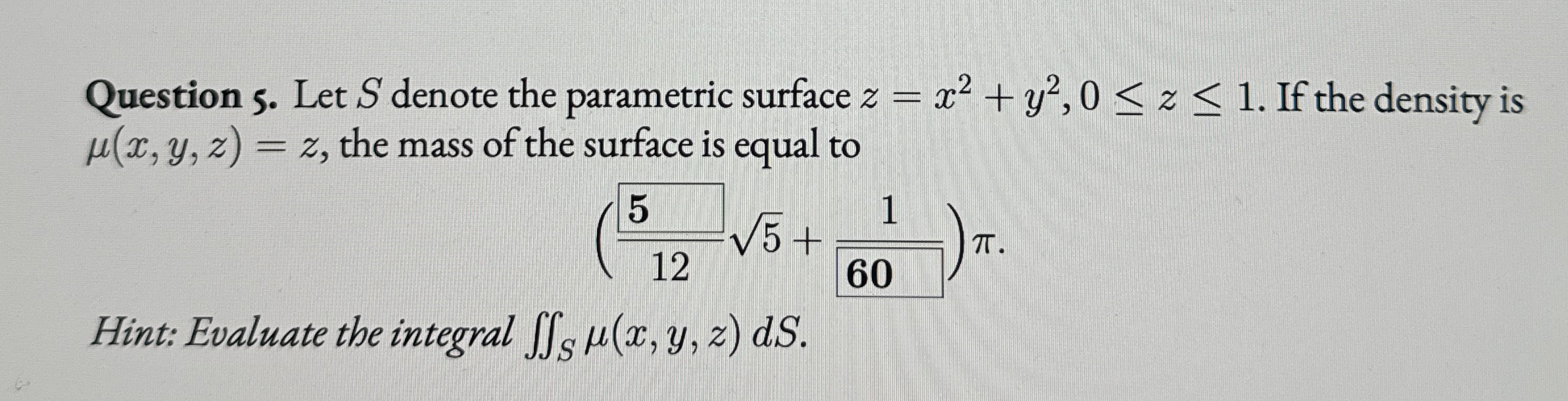 Question 5. ﻿Let S ﻿denote the parametric surface | Chegg.com