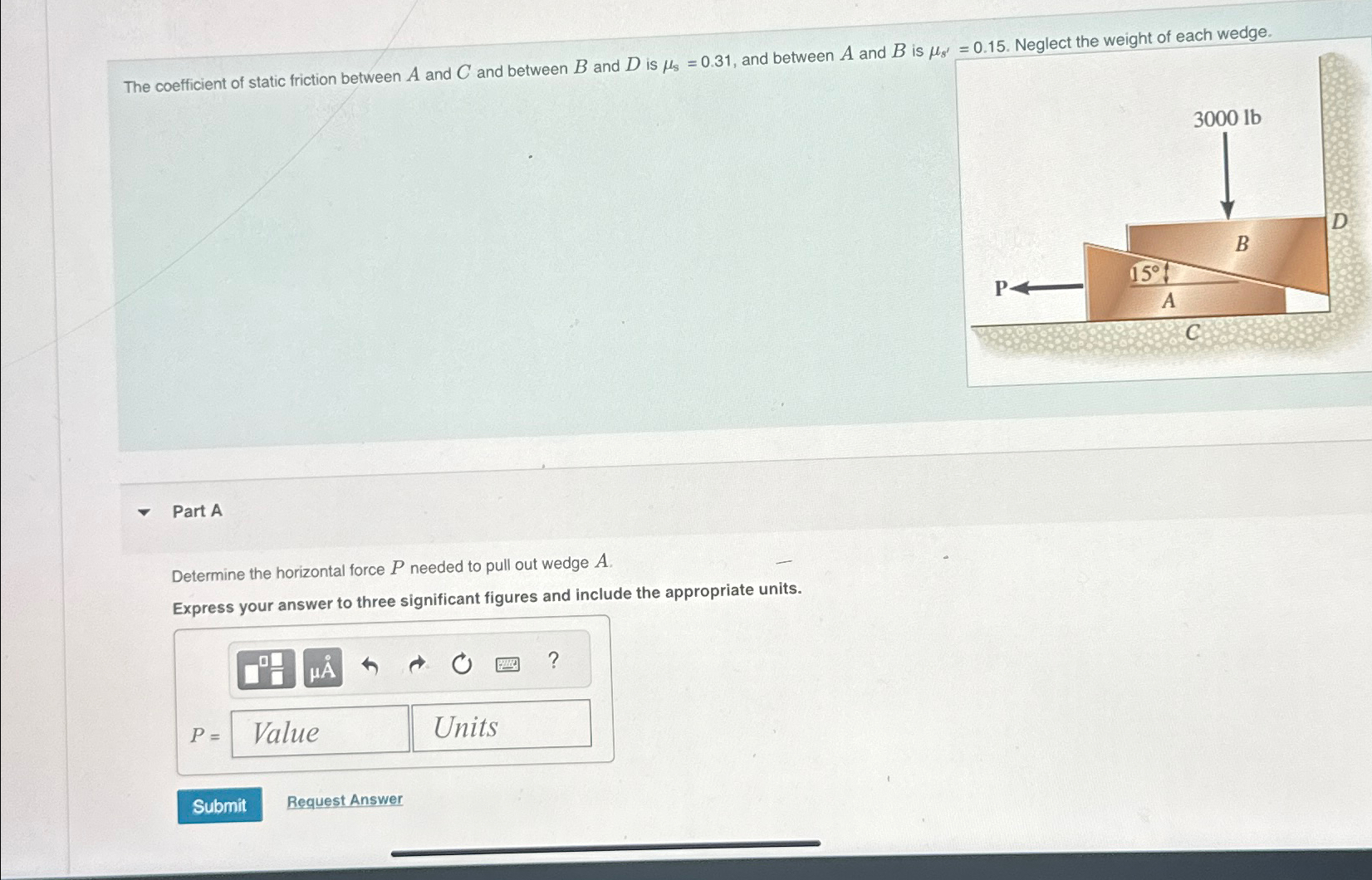 Solved The coefficient of static friction between A and C | Chegg.com