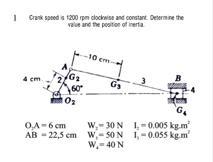 1 Crank speed is 1200 rpm clockwise and constant. | Chegg.com