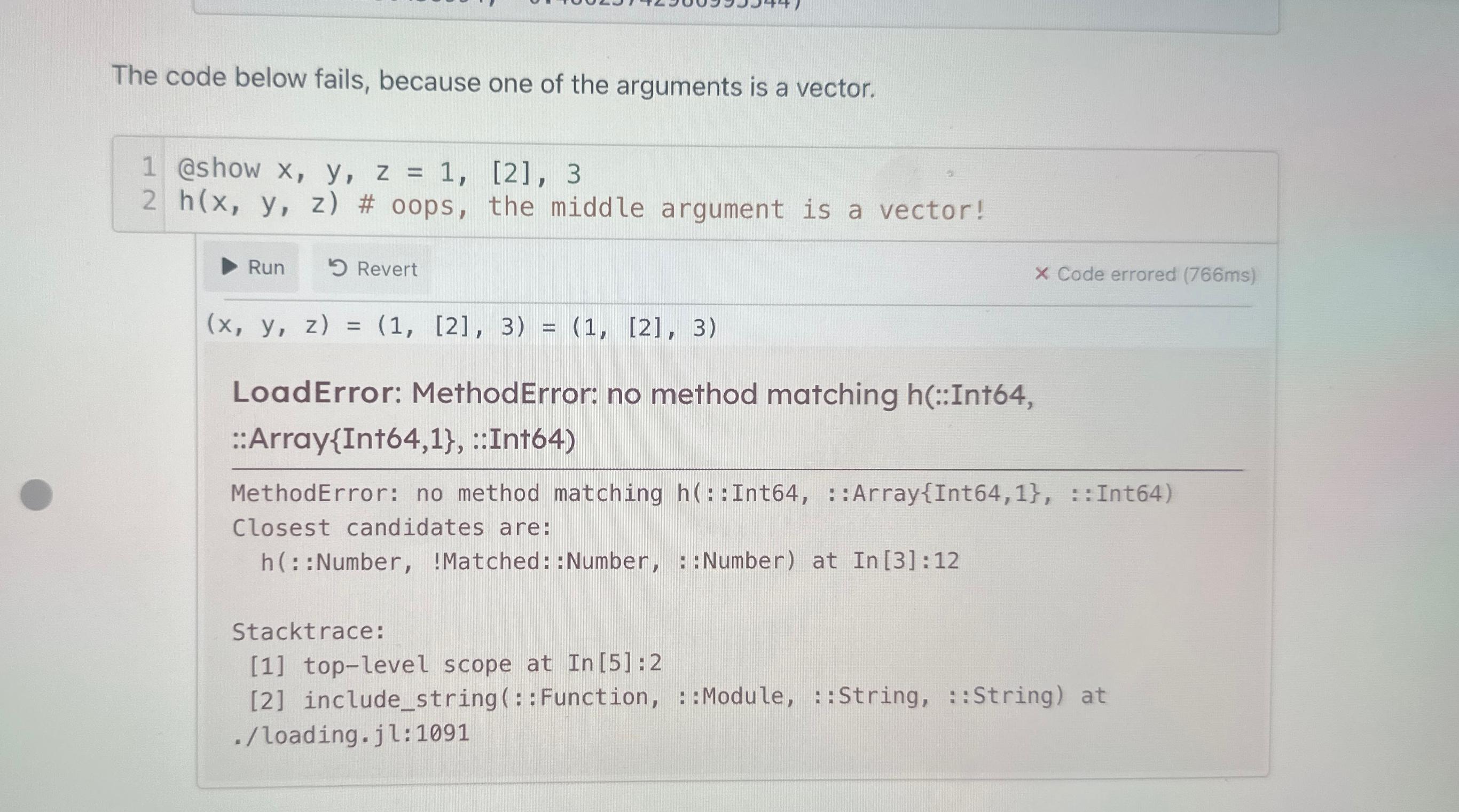 Solved The code below fails, because one of the arguments is | Chegg.com