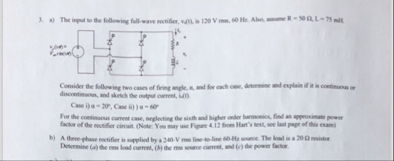 Solved a) ﻿The input to the following full-wave rectifier, | Chegg.com