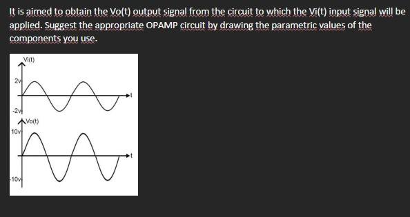 Solved It is aimed to obtain the Vo(t) output signal from | Chegg.com