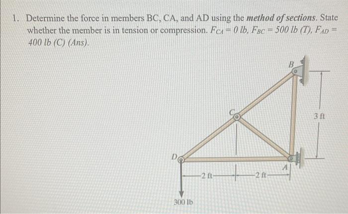 Solved How do I use method of sections to find these | Chegg.com