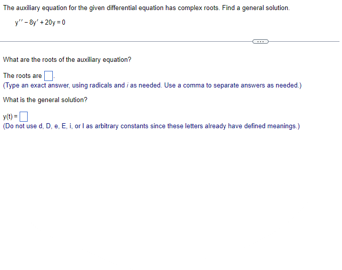 Solved The auxiliary equation for the given differential | Chegg.com