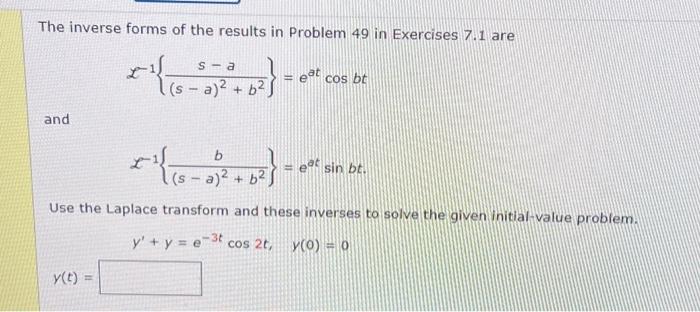 Solved The inverse forms of the results in Problem 49 in | Chegg.com