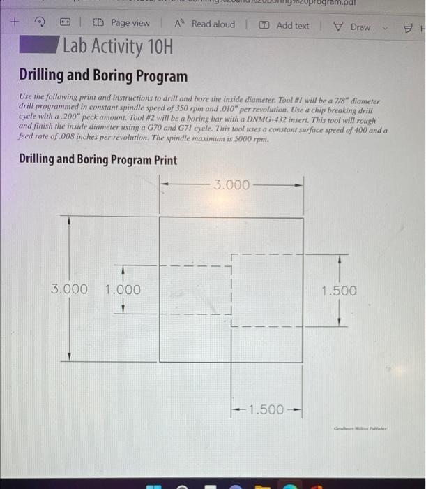 Solved Drilling and Boring Program Use the following print | Chegg.com