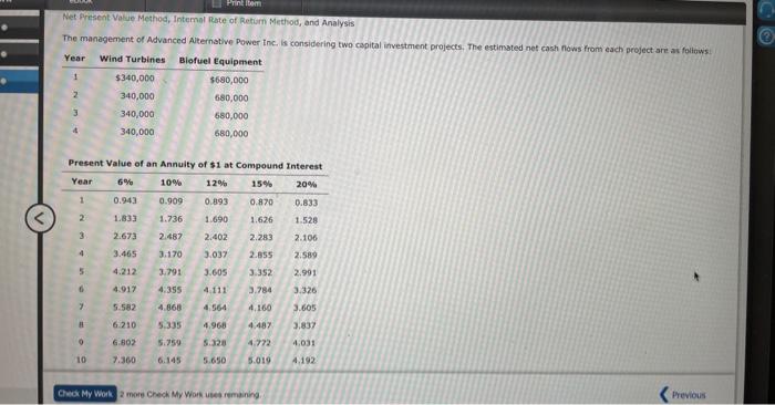 Solved Net Present: Vaiue Method, Intemal Rote of Retian | Chegg.com
