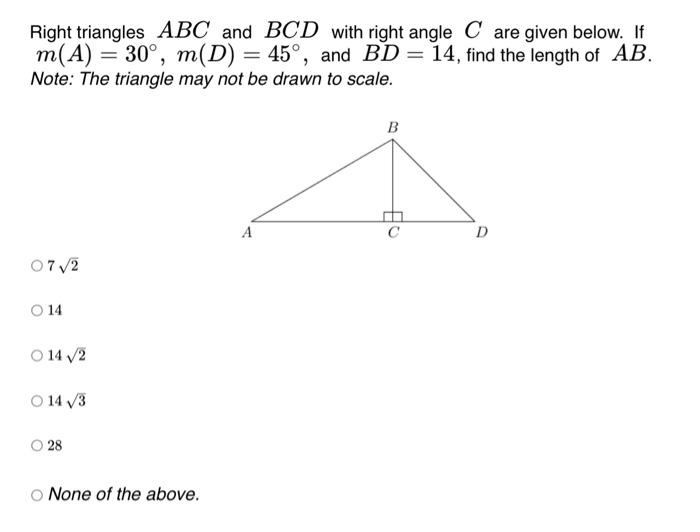Solved Right triangles ABC and BCD with right angle C are | Chegg.com
