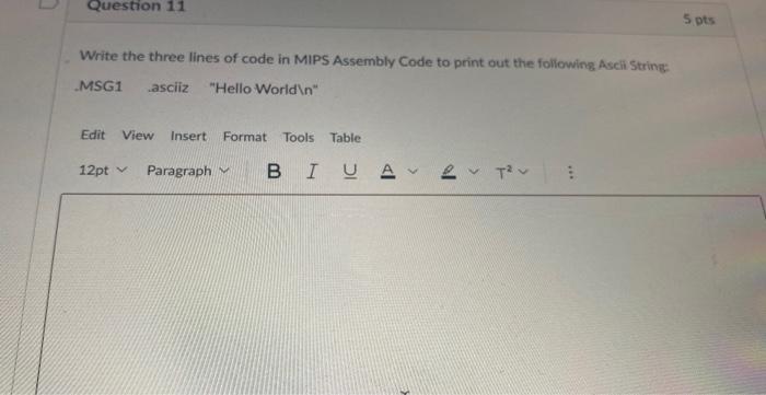 Solved Write the three lines of code in MIPS Assembly Code | Chegg.com