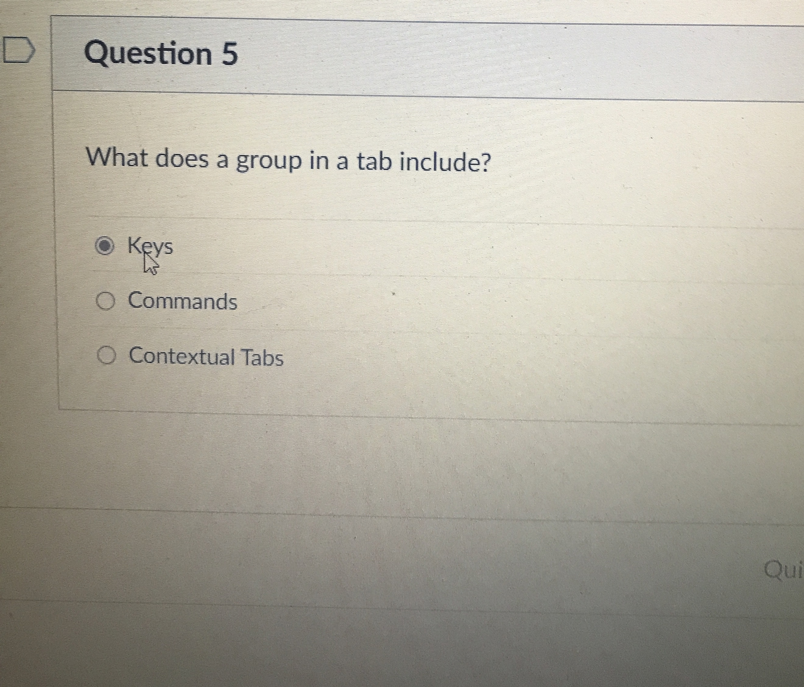 Solved Question 5What does a group in a tab | Chegg.com