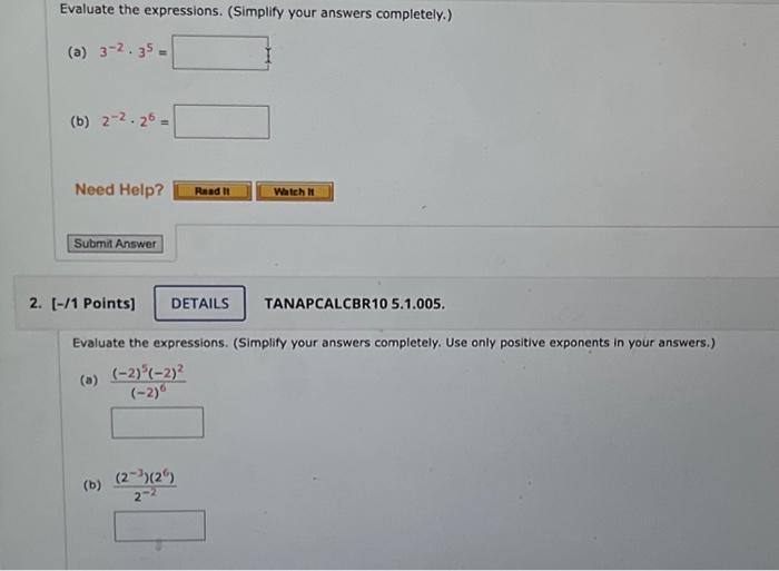 Solved Evaluate the expressions. (Simplify your answers | Chegg.com