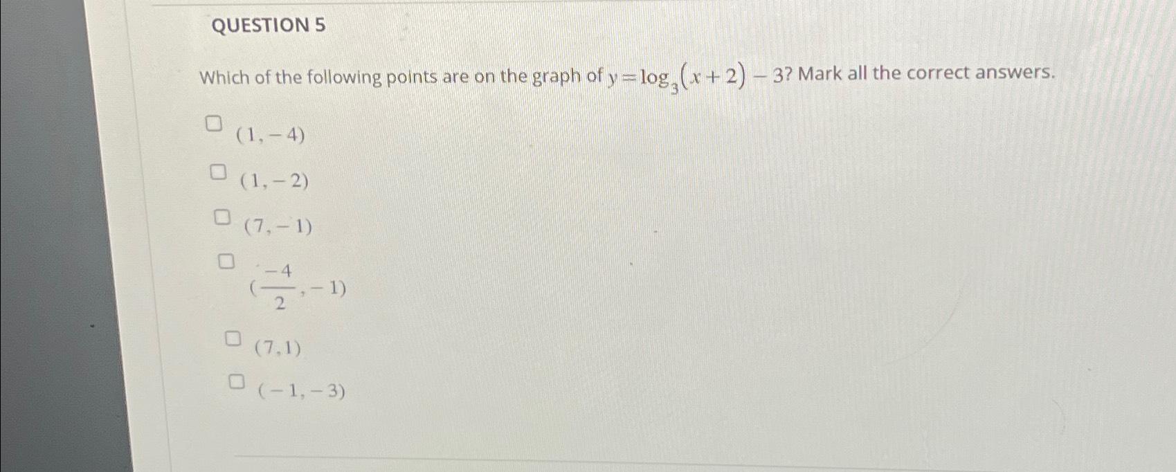 Solved QUESTION 5Which of the following points are on the | Chegg.com