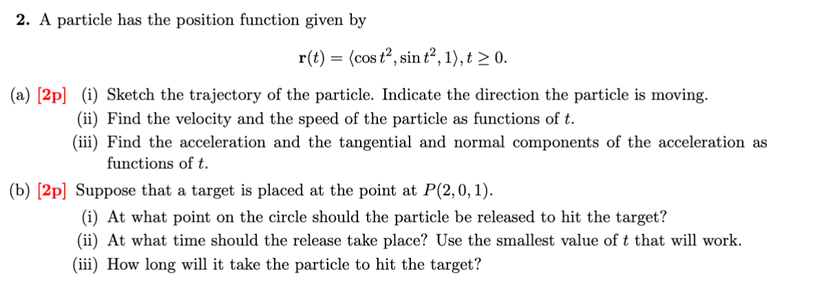 Solved A particle has the position function given | Chegg.com