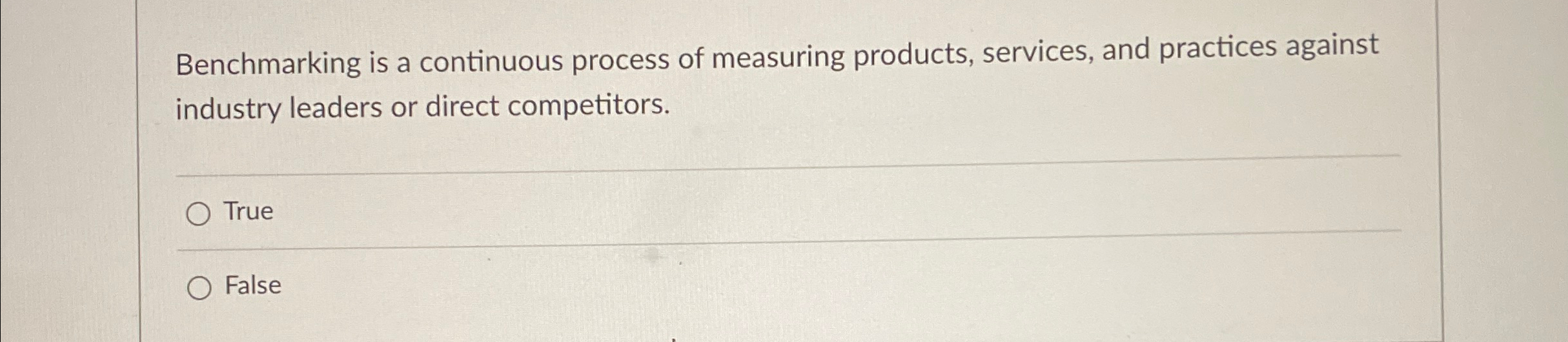 Solved Benchmarking is a continuous process of measuring | Chegg.com