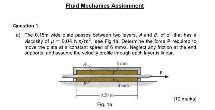 Solved Fluid Mechanics Assignment Question 1. a) The 0.15m | Chegg.com