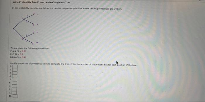 Solved Using Probabality Tree Properties to Complete a Tree | Chegg.com