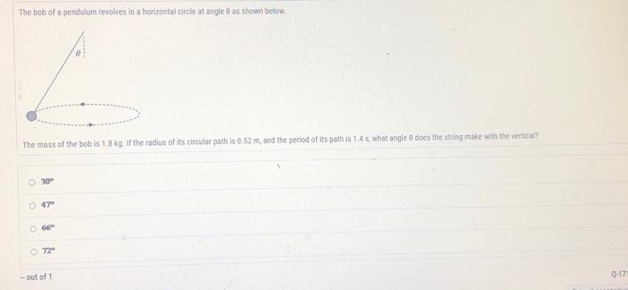 Solved The bob of a pendulum revolves in a horizontal circia | Chegg.com