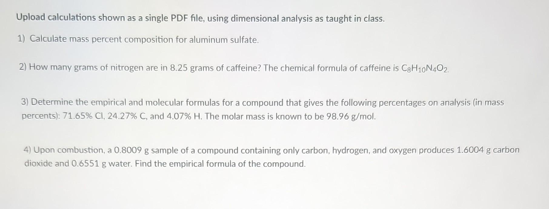 [Solved]: Upload calculations shown as a single PDF fil