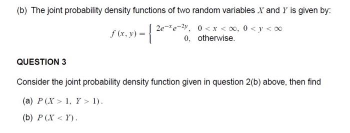 Solved (b) The joint probability density functions of two | Chegg.com