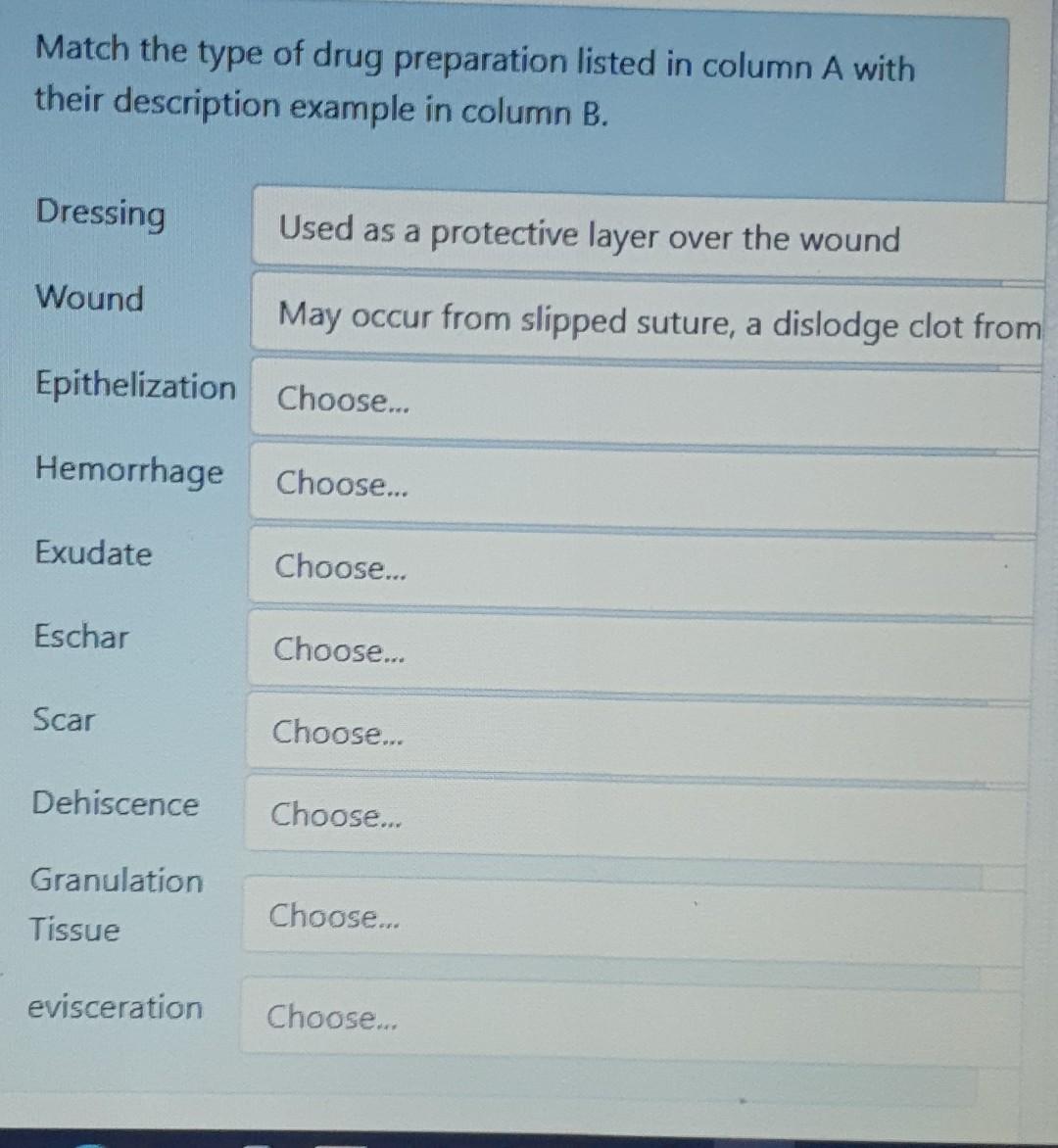 Match the type of drug preparation listed in column A | Chegg.com