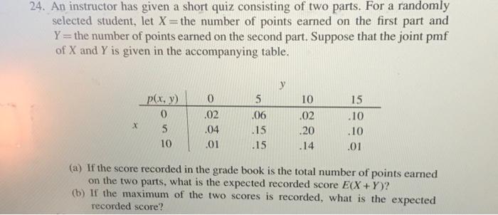 Solved 24. An instructor has given a short quiz consisting | Chegg.com