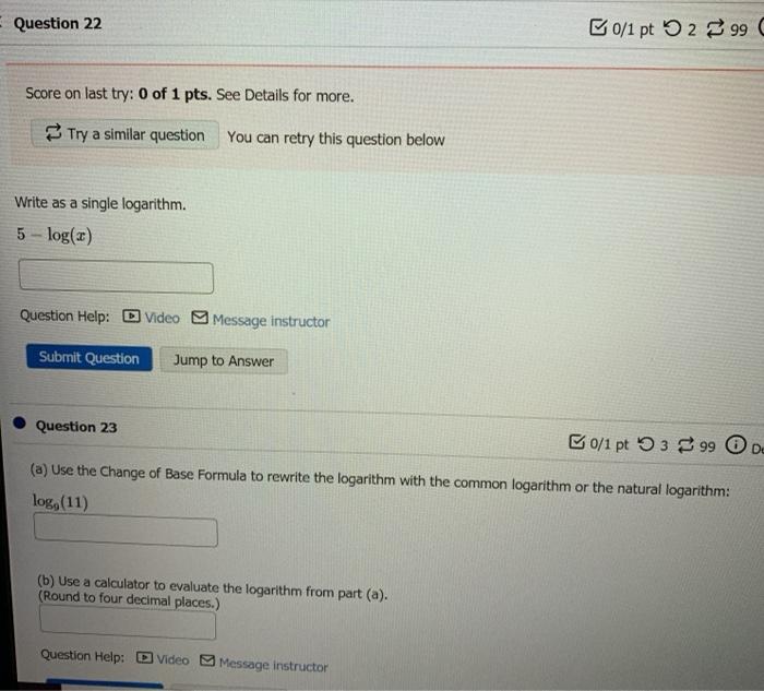 Solved Question 22 B0/1 pt 92 99 Score on last try: 0 of 1 | Chegg.com Solved Question 22 B0/1 pt 92 99 Score on last try: 0 of 1 | Chegg.com