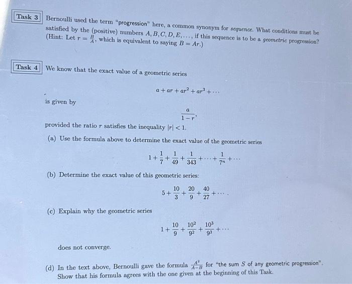 Solved Task 3 Task 4 Bernoulli used the term Solved Task 3 Task 4 Bernoulli used the term