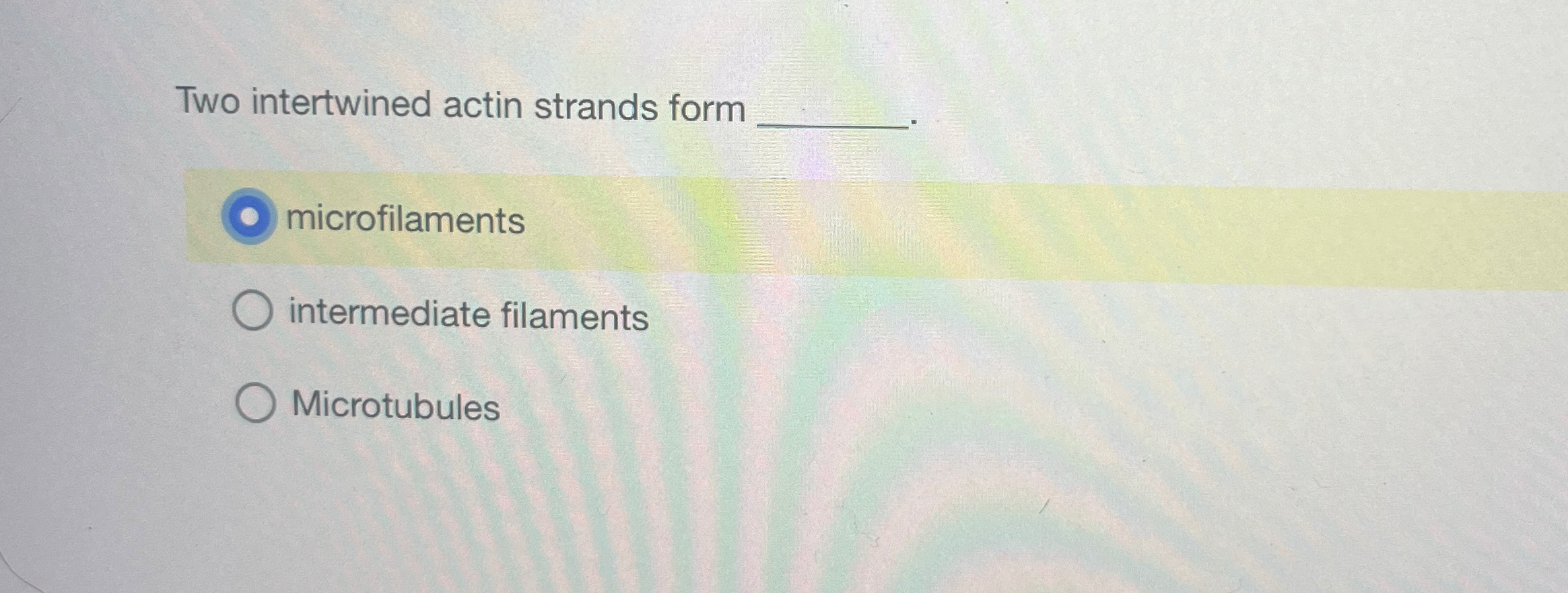 Solved Two intertwined actin strands | Chegg.com