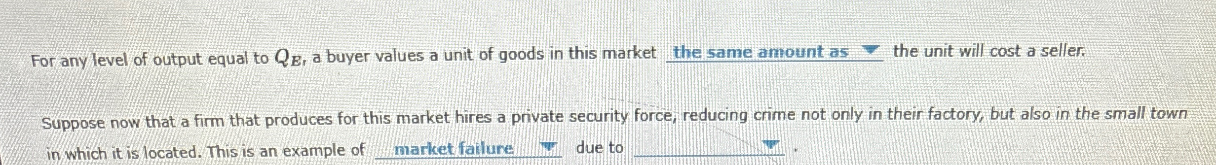 Solved For any level of output equal to QE, ﻿a buyer values | Chegg.com