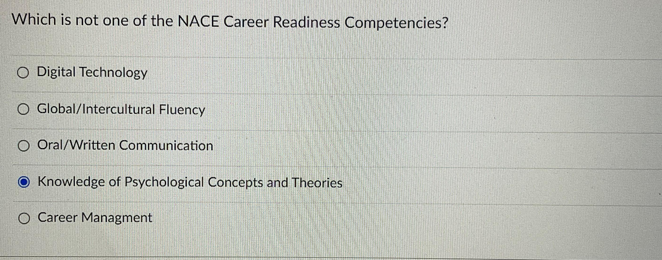 Solved Which is not one of the NACE Career Readiness | Chegg.com