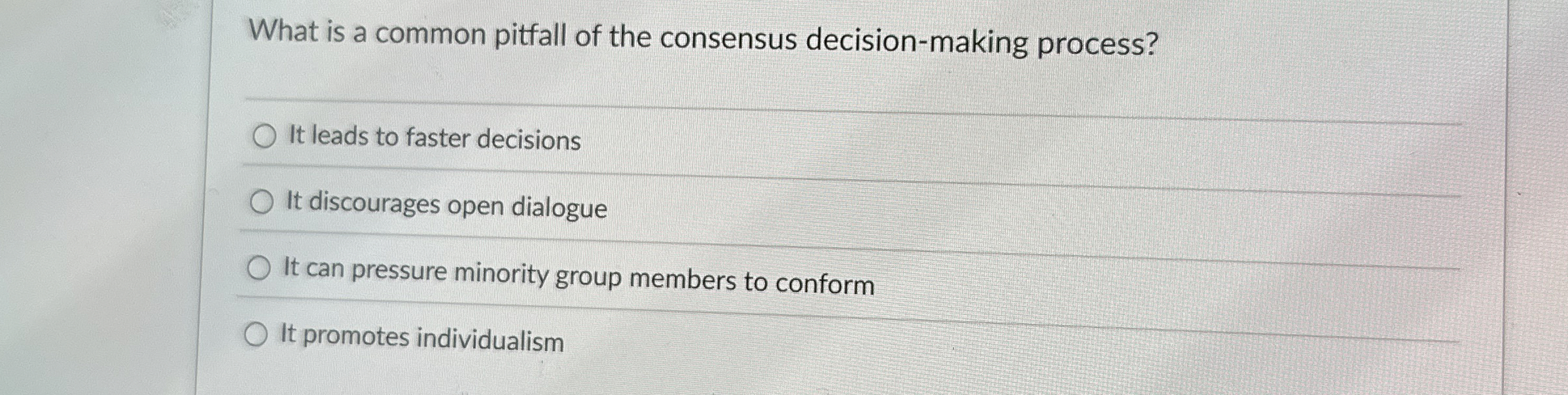 Solved What is a common pitfall of the consensus | Chegg.com