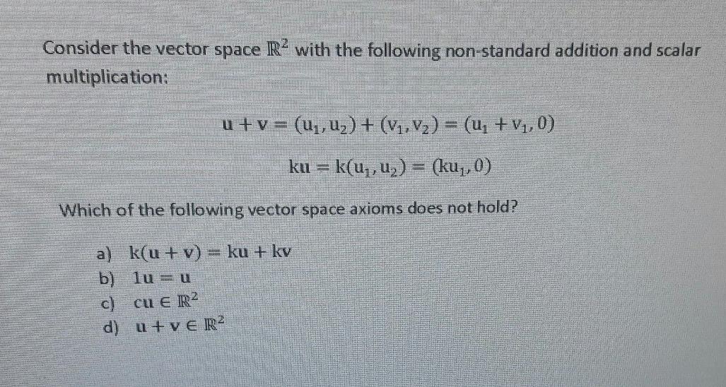 Solved Consider the vector space R2 with the following | Chegg.com
