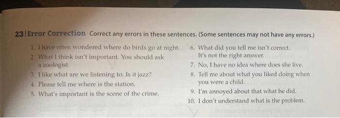 23 Error Correction Correct any errors in these | Chegg.com