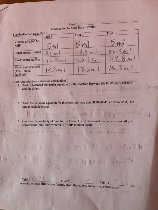 Solved Part I Standardization of Sodium Hydroxide 1. Open | Chegg.com