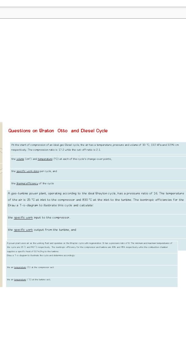Solved At the start of compression of an idest gas Desel | Chegg.com