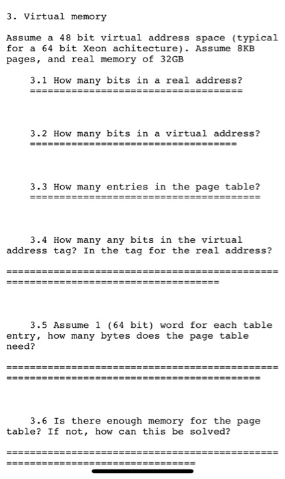 Solved 3. Virtual memory Assume a 48 bit virtual address | Chegg.com