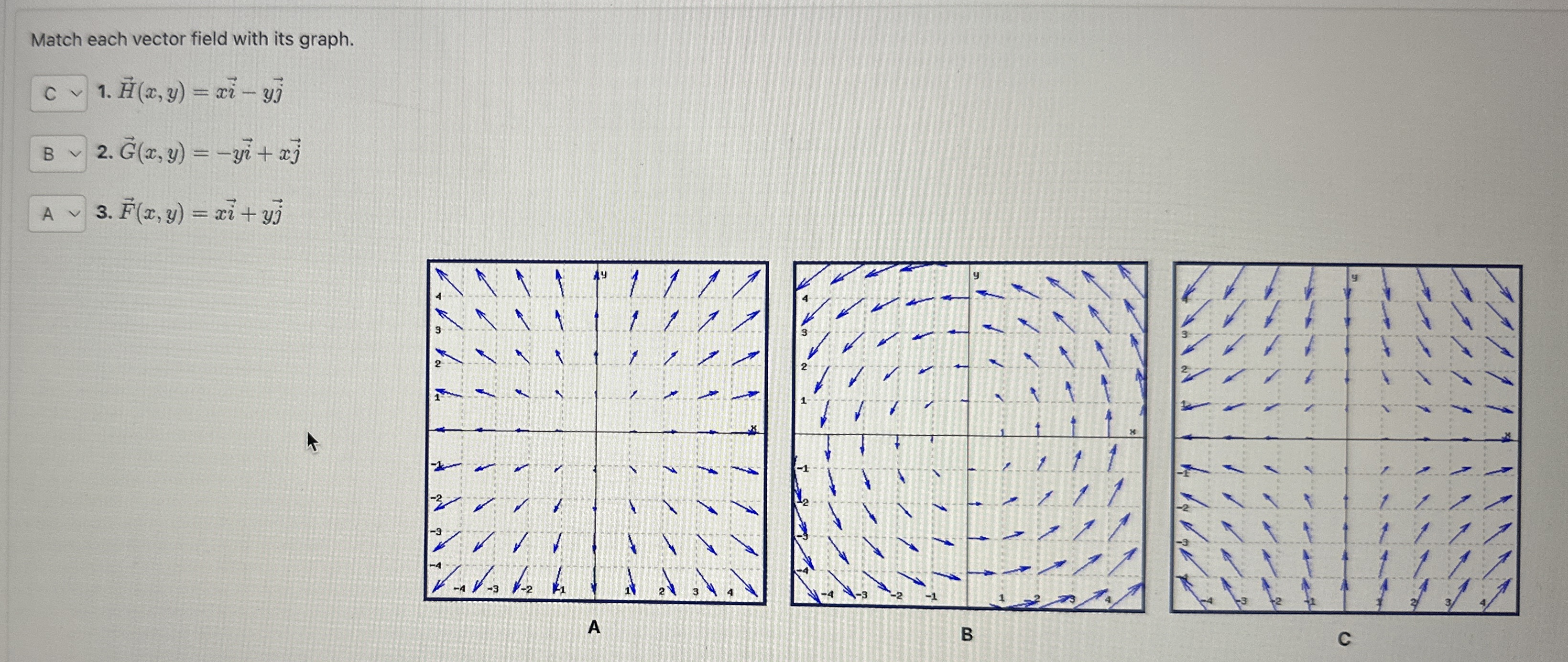 Solved Match each vector field with its | Chegg.com