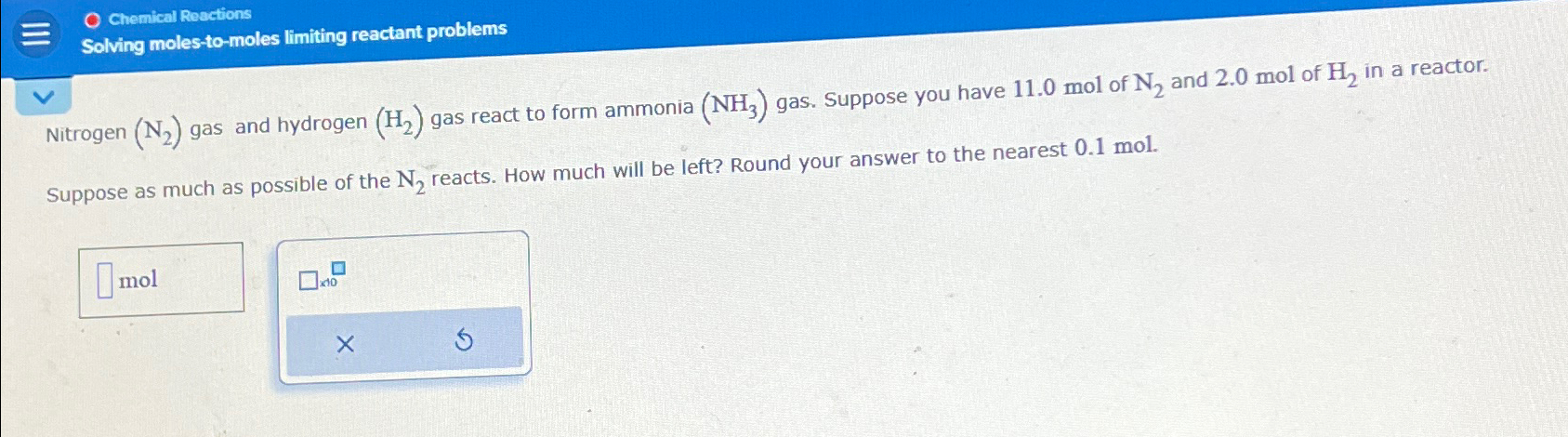 Solved Chemical ReactionsSolving moles-to-moles limiting | Chegg.com