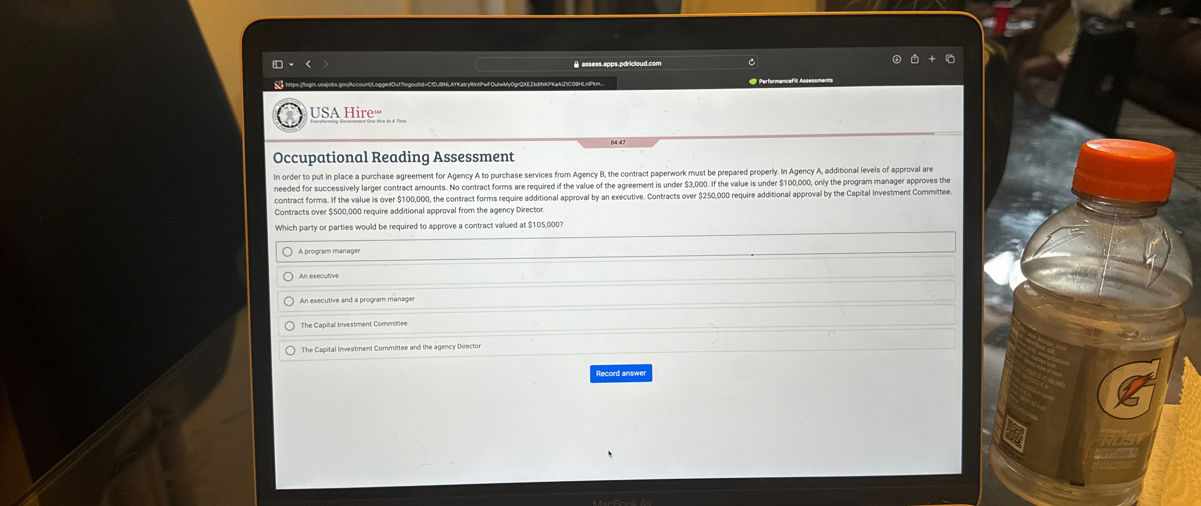 Solved USA HiressOccupational Reading Assessment Contracts | Chegg.com
