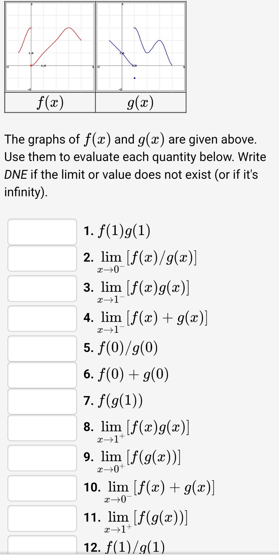 Solved The graphs of f(x) and g(x) are given above. Use them | Chegg.com