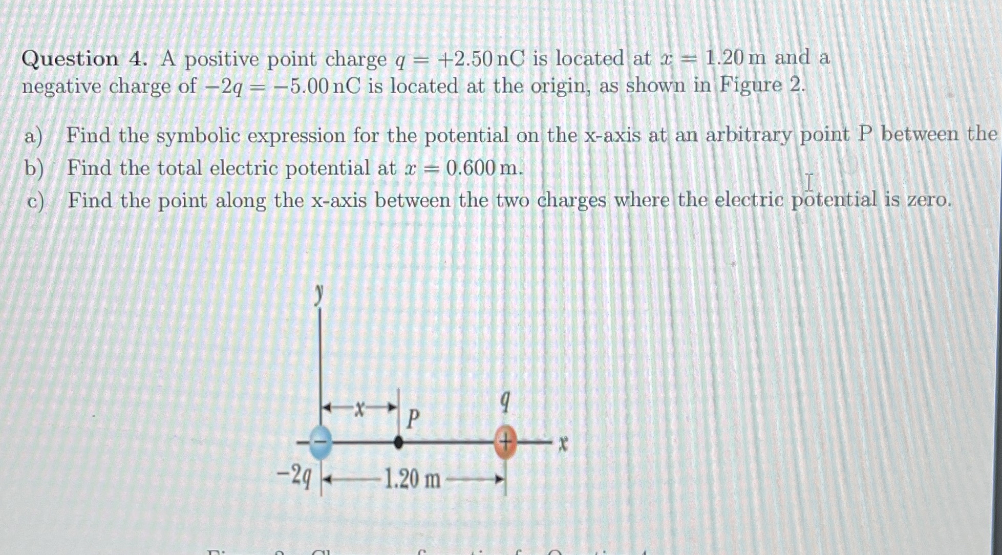 Solved Question 4. ﻿A positive point charge q=+2.50nC ﻿is | Chegg.com