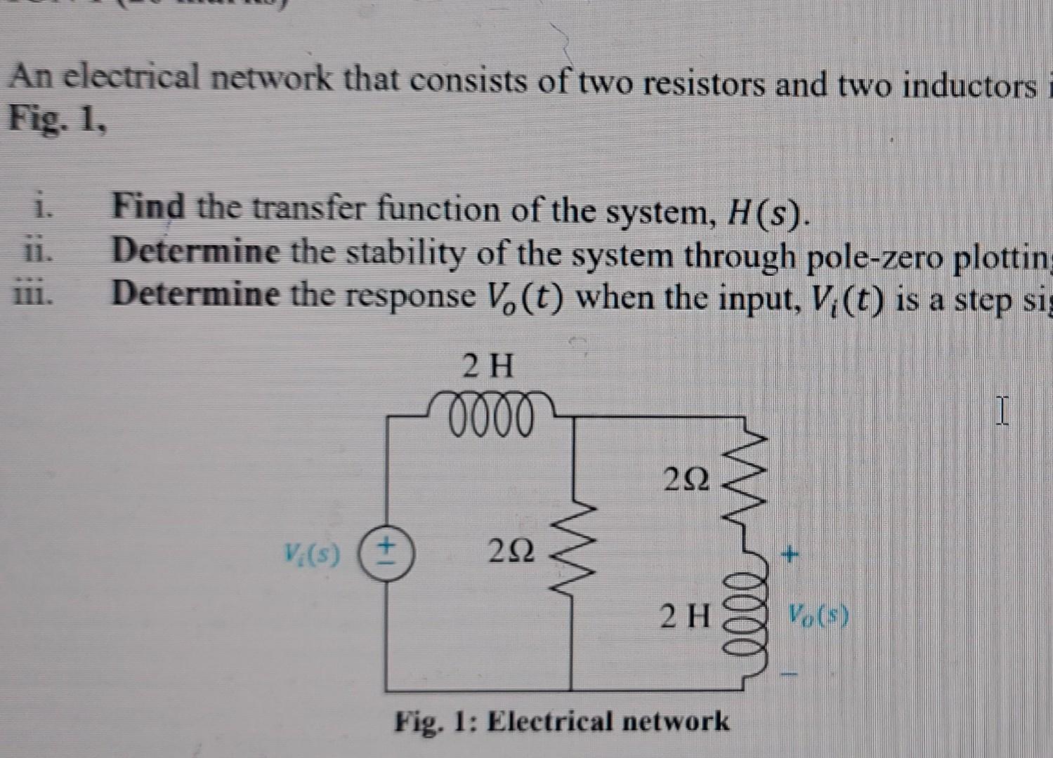 Solved An electrical network that consists of two resistors | Chegg.com