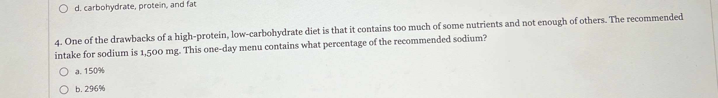 Solved One of the drawbacks of a high-protein, | Chegg.com