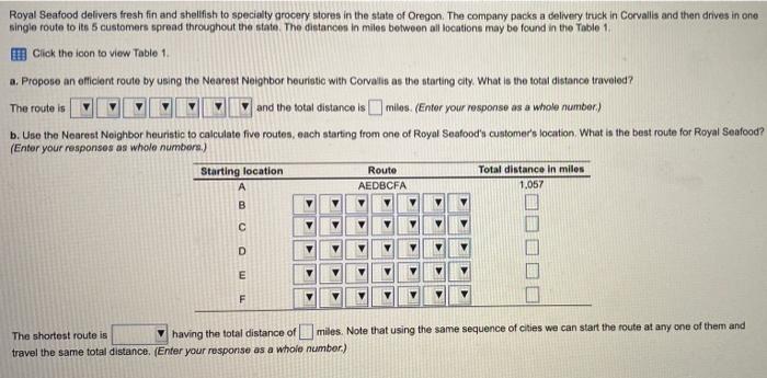 Solved Royal Seafood delivers fresh fin and shellfish to | Chegg.com