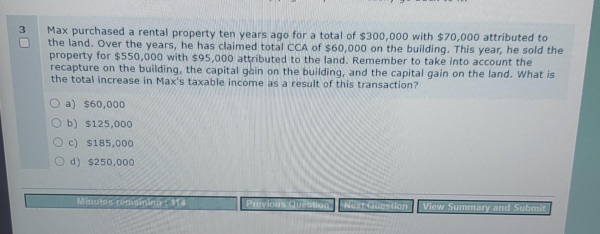 Solved Max purchased a rental property ten years ago for a | Chegg.com